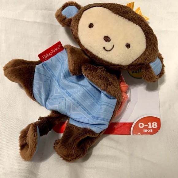 Fisher-Price | Toys | Fisher Price Brown Monkey Blue Plush Rattle ...